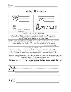 Fillable Online Letter Homework M - staffbbhcsdorg Fax Email Print ...