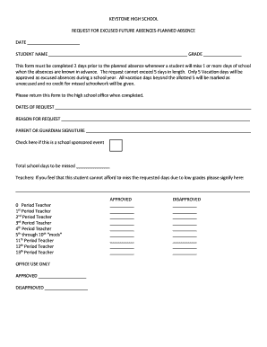 Fillable Online keystonelocalschools Planned Absence Form - Keystone ...