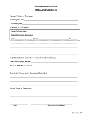 Fillable Online Formal COMPLAINT FORM 9-09doc Fax Email Print - pdfFiller