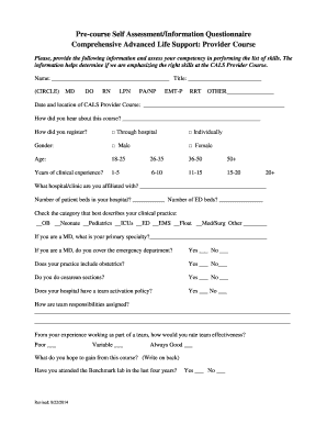 Fillable Online calsprogram Pre-course Self AssessmentInformation ...
