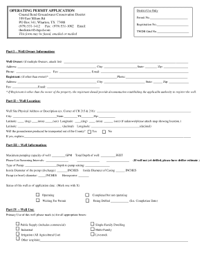 Fillable Online OPERATING PERMIT APPLICATION Coastal Bend Groundwater ...