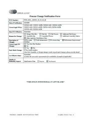 Fillable Online digikey Process Change Notification Form PCN Number ...
