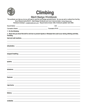 Fillable Online t32 Climbing - Merit Badge - US Scouting Service ...