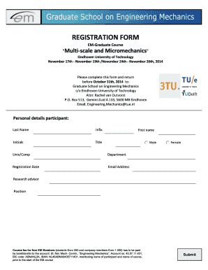 Fillable Online em tue Registration Form EM Graduate course " Fax Email ...