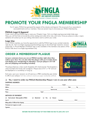 Fillable Online PROMOTE YOUR FNGLA MEMBERSHIP Fax Email Print - pdfFiller