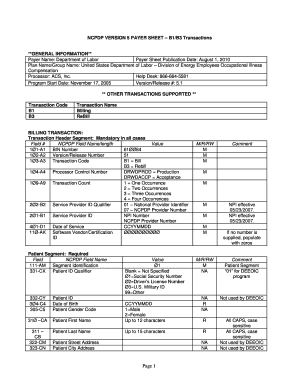 Fillable Online NCPDP VERSION 5 PAYER SHEET B1/B3 Transactions Fax ...