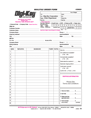 Fillable Online Digi-Key Catalog CN081 How To Order Fax Email Print ...