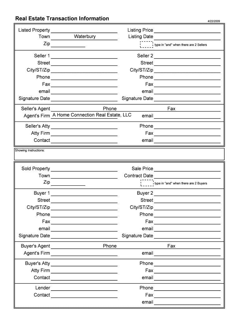 Fillable Online Real Estate Transaction Information Fax Email Print - pdfFiller