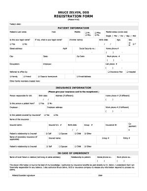 Fillable Online BRUCE ZELVIN, DDS Fax Email Print - pdfFiller