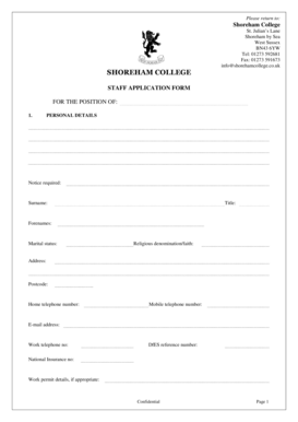 Fillable Online New Staff Application Form updated May 2007.doc Fax ...