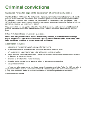 Fillable Online Guidance notes for Criminal Conviction Form - Eteach ...