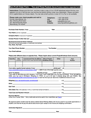 Fillable Online Non-Profit Order Form - Spiral Wishing Well Fax Email ...
