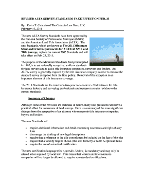 Fillable Online REVISED ALTA SURVEY STANDARDS TAKE EFFECT bb - JD Supra ...