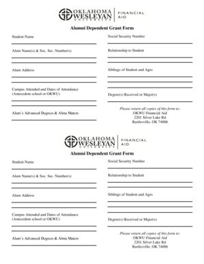 Fillable Online Alumni Dependent Grant Form Alumni Dependent Grant Form ...