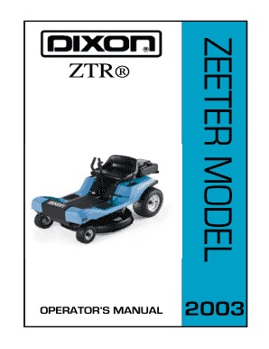Fillable Online OM, ZEETER 36, 2003, ZERO TURN: CONSUMER, MID ...