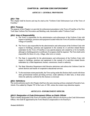 Fillable Online CHAPTER 26: UNIFORM CODE ENFORCEMENT Fax Email Print ...