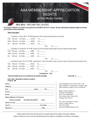 Fillable Online aaa appreciation trailblazers form Fax Email Print ...