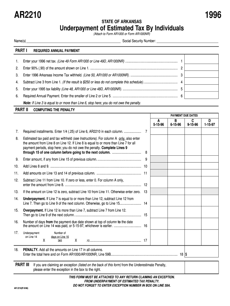 Fillable Online Underpayment of Estimated Tax By Individuals Fax Email ...