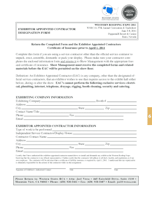 Fillable Online EXHIBITOR APPOINTED CONTRACTOR DESIGINATION FORM ... Fax Email Print - pdfFiller