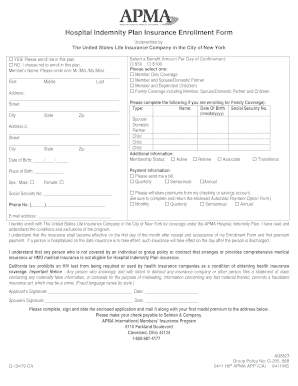 Fillable Online Hospital Indemnity Plan Insurance Enrollment Form - Selman ... Fax Email Print ...