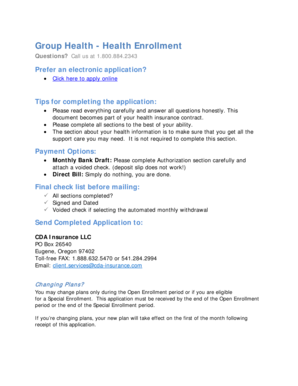 Fillable Online Individual and Family Enrollment Group Health. Apply to ...