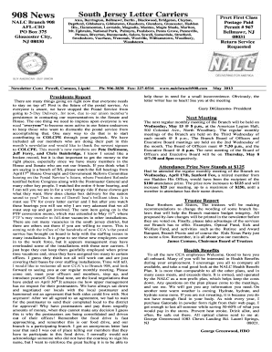 Fillable Online May - NALC Branch 908 Fax Email Print - pdfFiller
