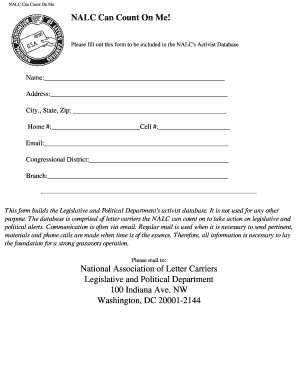Fillable Online NALC Can Count On Me - NALC Branch 908 Fax Email Print ...