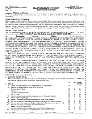Fillable Online Seller Disclosure Statement-Commercial Property (Rev. 6 ...