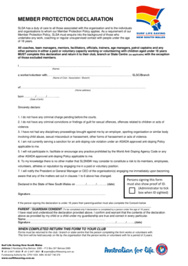 Fillable Online Member Protection Declaration form - Surf Life Saving ...