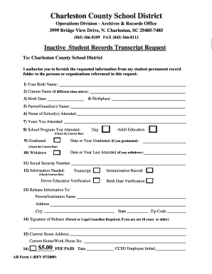 Charleston County School District Transcript Request - Fill Online ...