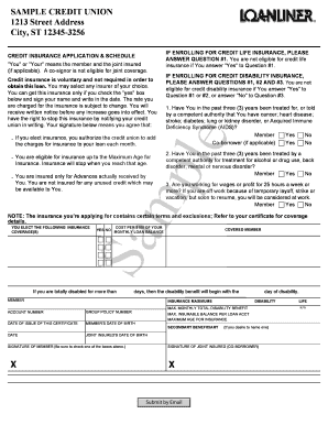 Fillable Online SAMPLE CREDIT UNION Fax Email Print - pdfFiller