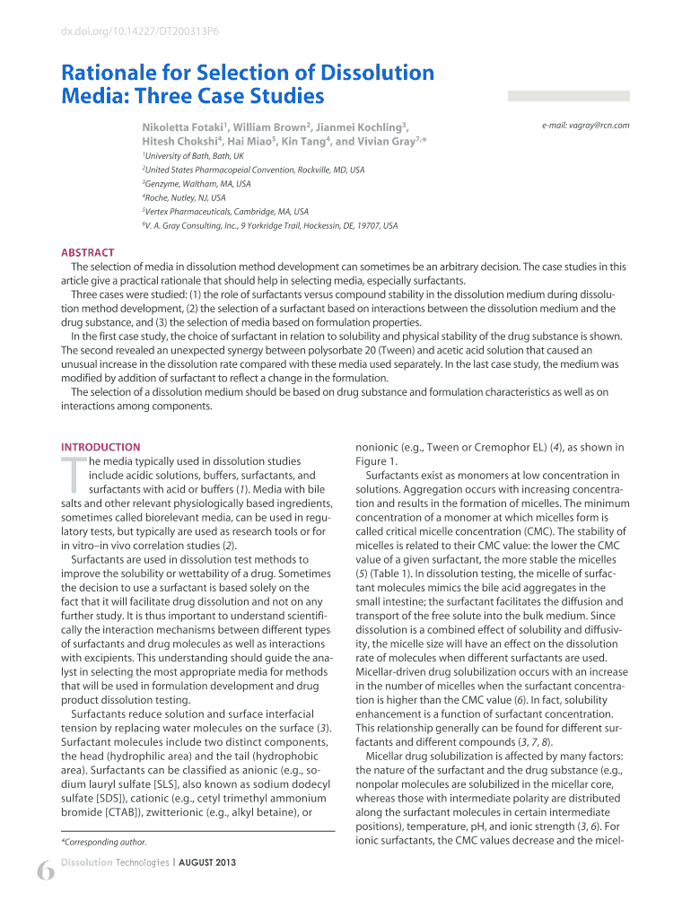 Fillable Online Rationale for Selection of Dissolution Fax Email Print - pdfFiller