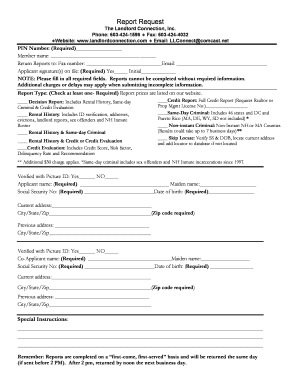 Fillable Online Report Request Form - The Landlord Connection, Inc. Fax ...