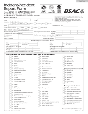 Fillable Online Incident/Accident Report Form - BSAC Fax Email Print ...