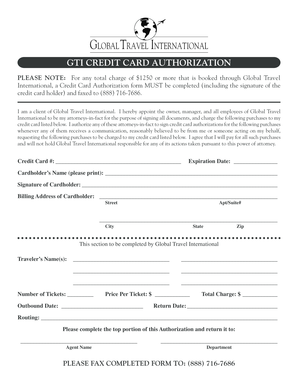 Fillable Online Credit Card Authorization 2 Fax Email Print - pdfFiller