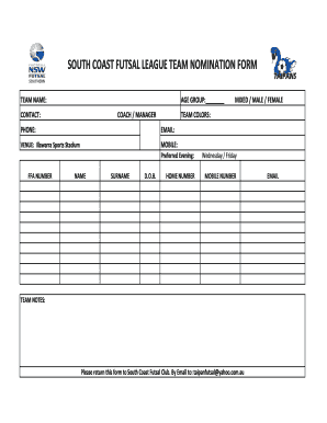 Fillable Online The Application Form - Futsal4all - Futsal Fax Email ...