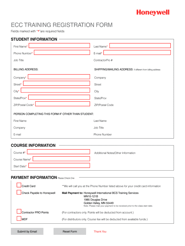 Fillable Online ECC Training Registration Fax Email Print - pdfFiller