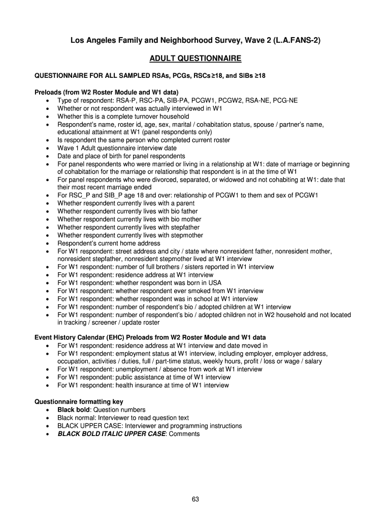 Fillable Online Los Angeles Family and Neighborhood Survey Fax Email ...