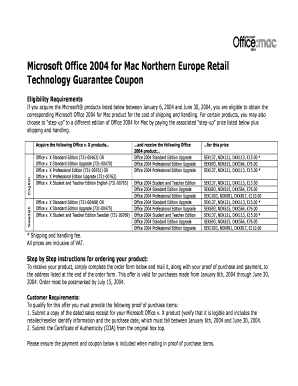 Fillable Online Microsoft Office 2004 for Mac North America Retail ...