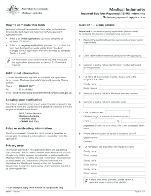 Fillable Online medicareaustralia gov Medical Indemnity - Medicare ...