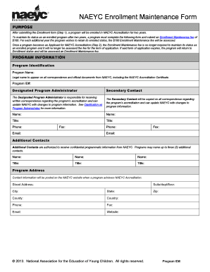 Fillable Online naeyc NAEYC Enrollment Maintenance Form - National ...