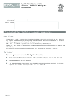 Fillable Online osr qld gov Final return / Notification of DGE - Office ...