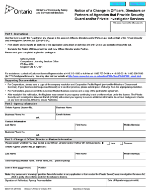 Fillable Online forms ssb gov on Notice of a Change in Officers ...