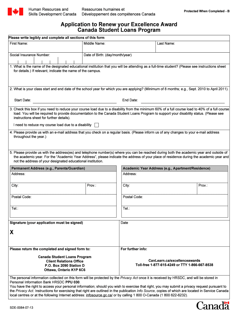 Fillable Online PDF version of the renewal form - CanLearn Fax Email ...