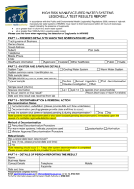 Fillable Online eha sa gov Legionella count report form - Eastern ...