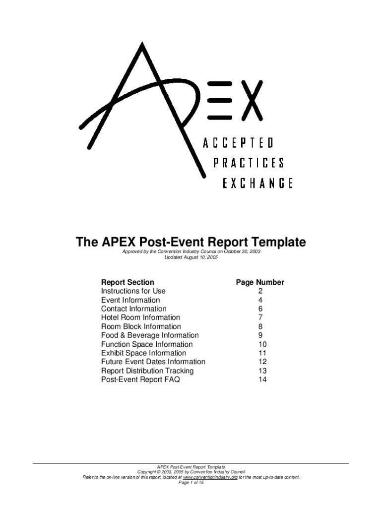 Fillable Online conventionindustry apex post event report form Fax ...