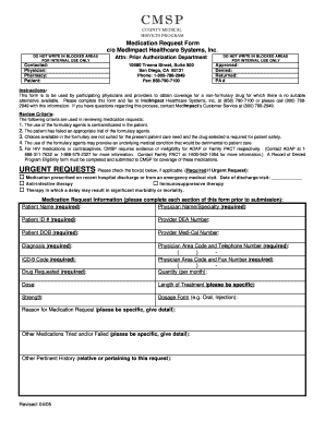 Fillable Online cmspcounties Standard Medication Request Form (MRF ...