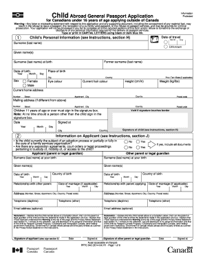 Fillable Online Child abroad general passport application Fax Email ...