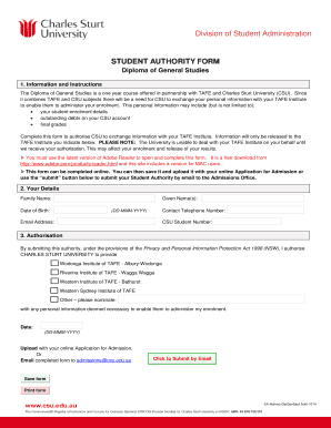 Fillable Online Division of Student Administration STUDENT AUTHORITY ...