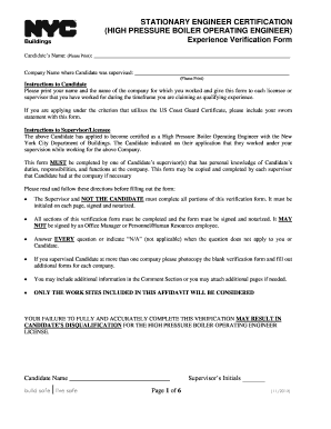 Fillable Online nyc STATIONARY ENGINEER CERTIFICATION (HIGH PRESSURE ...